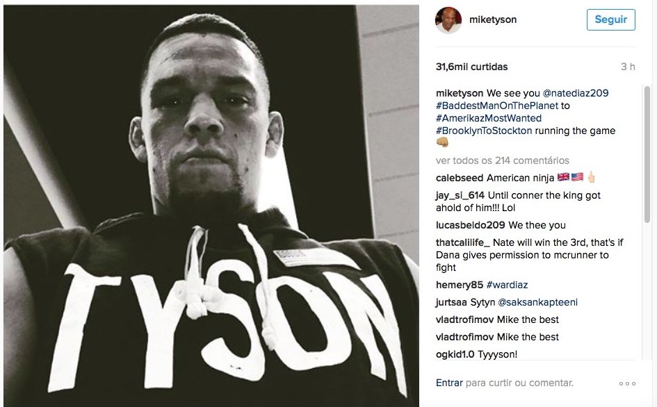 Nate Diaz é homenageado por Mike Tyson em redes sociais | SUPER LUTAS