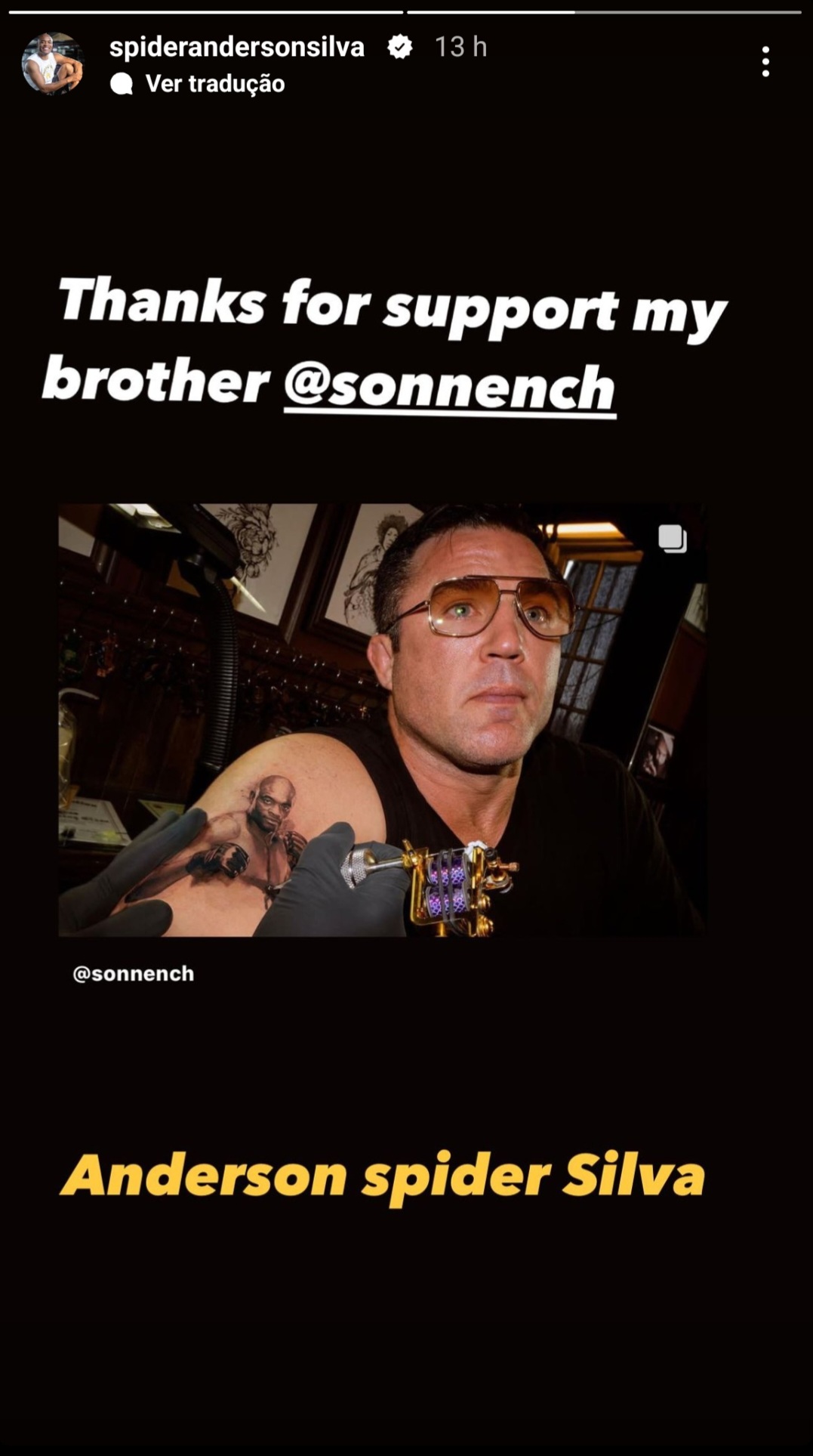 Anderson Silva reage após ter imagem tatuada por Chael Sonnen | SUPER LUTAS